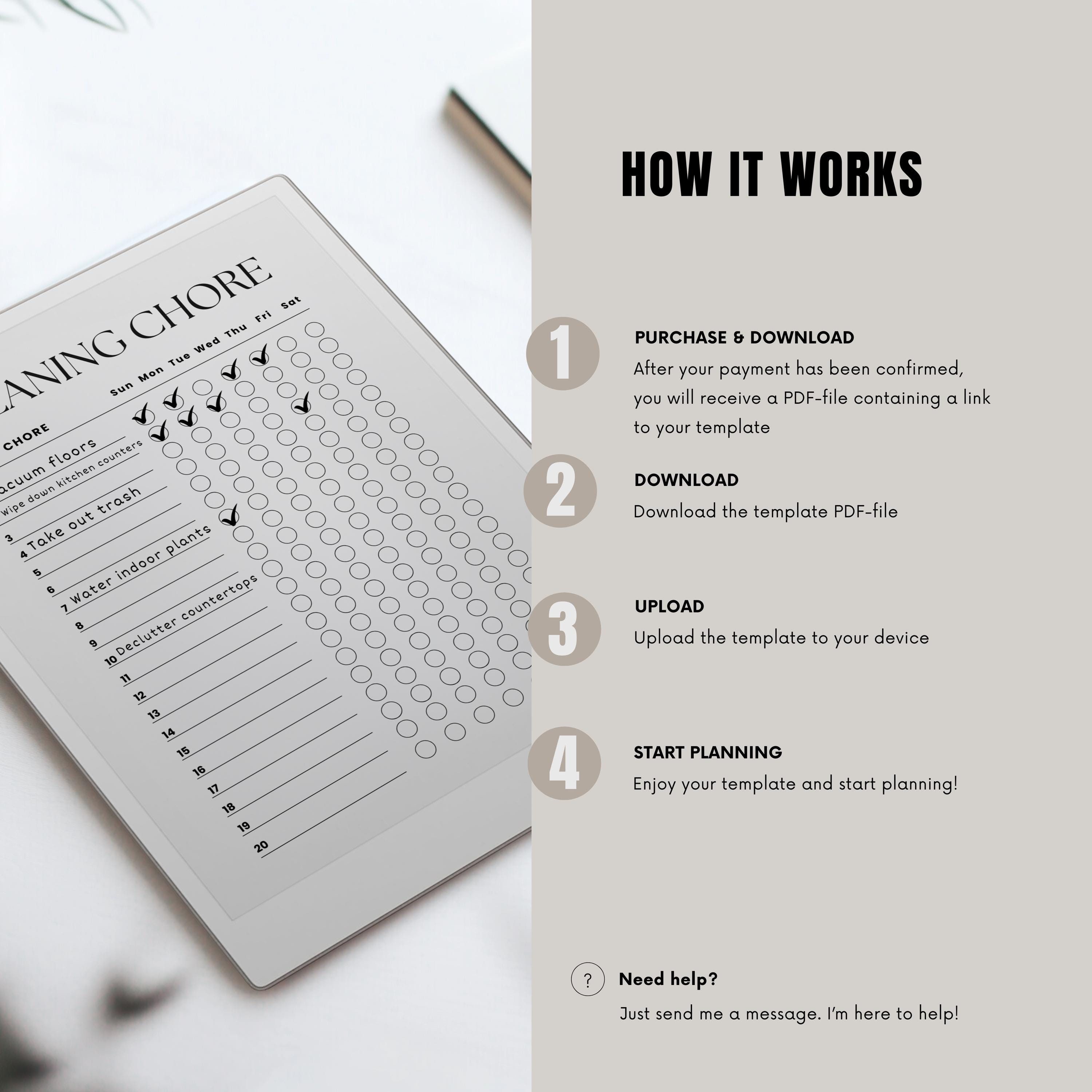 For Remarkable Paper Pro Cleaning Planner | Minimalistic Remarkable ...