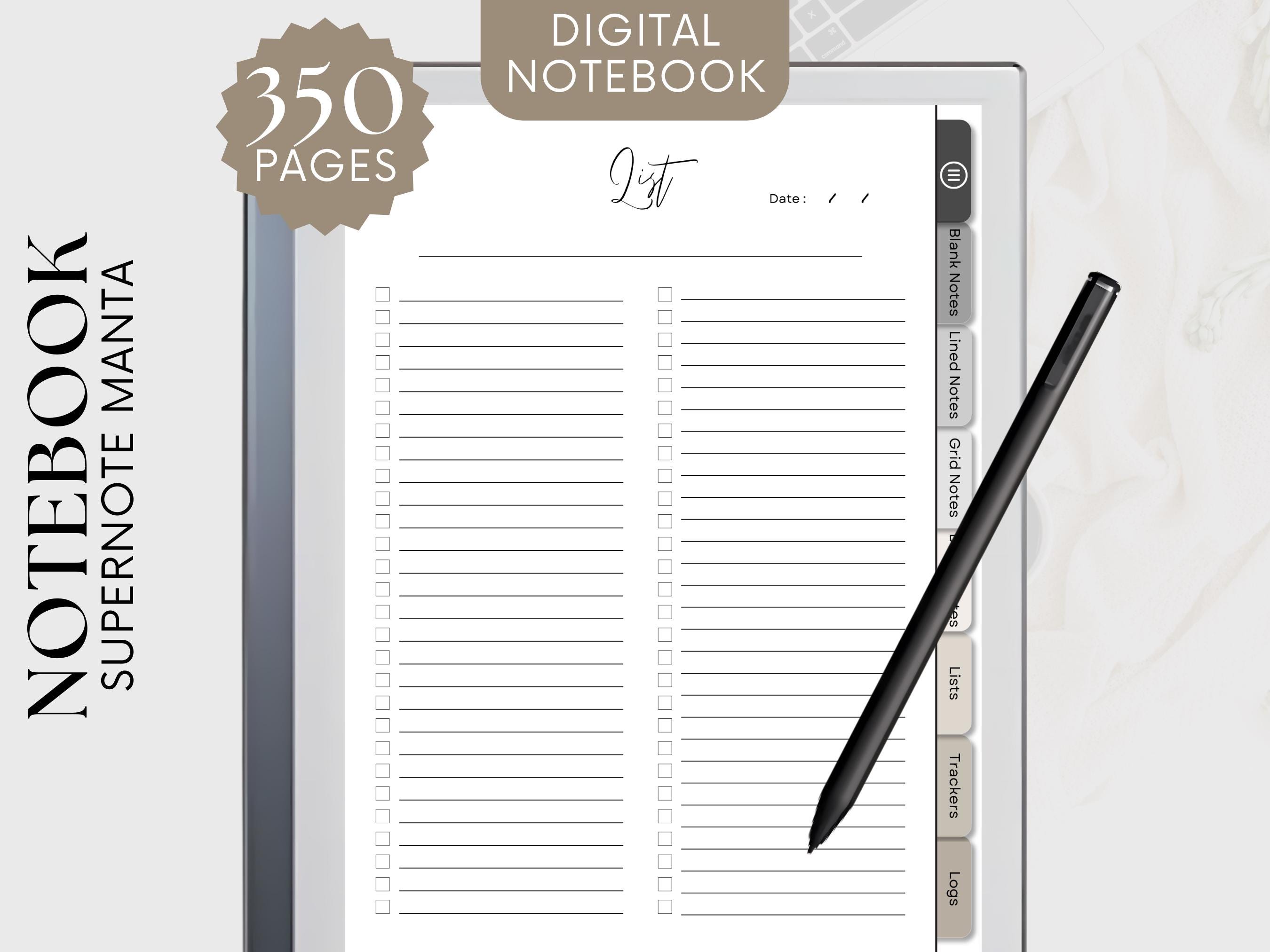 For Supernote Manta Notebook Templates | Minimalistic Supernote ...