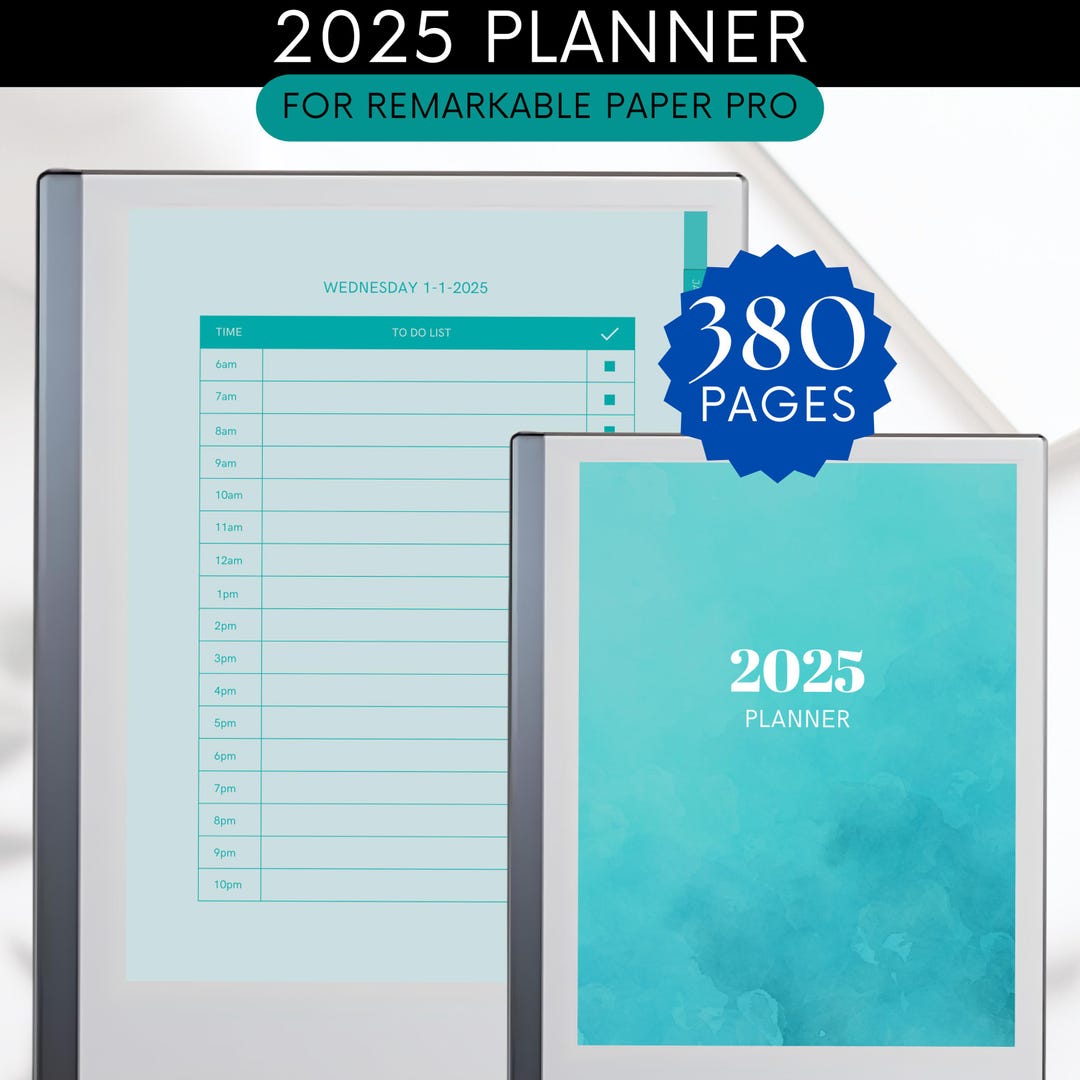 For Remarkable Paper Pro Daily Planner 2025 Templates Blue Colored ...