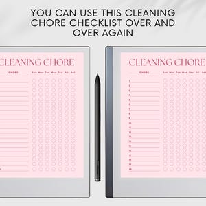 For Remarkable Paper Pro Cleaning Checklist Template, Pink Minimalist ...