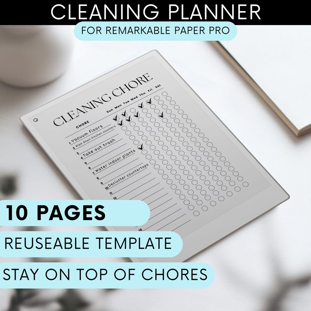For Remarkable Paper Pro Cleaning Planner | Minimalistic Remarkable ...