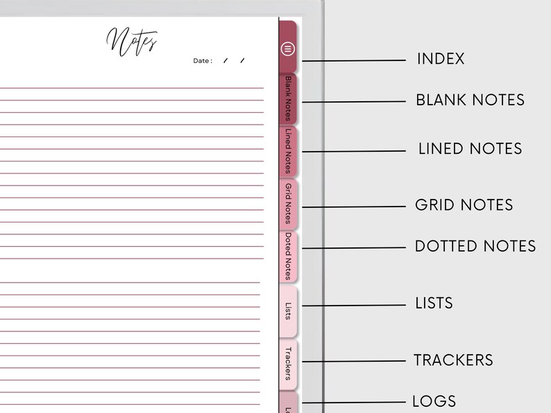 For Remarkable Paper Pro Planner Templates | Mauve Colored Pink ...