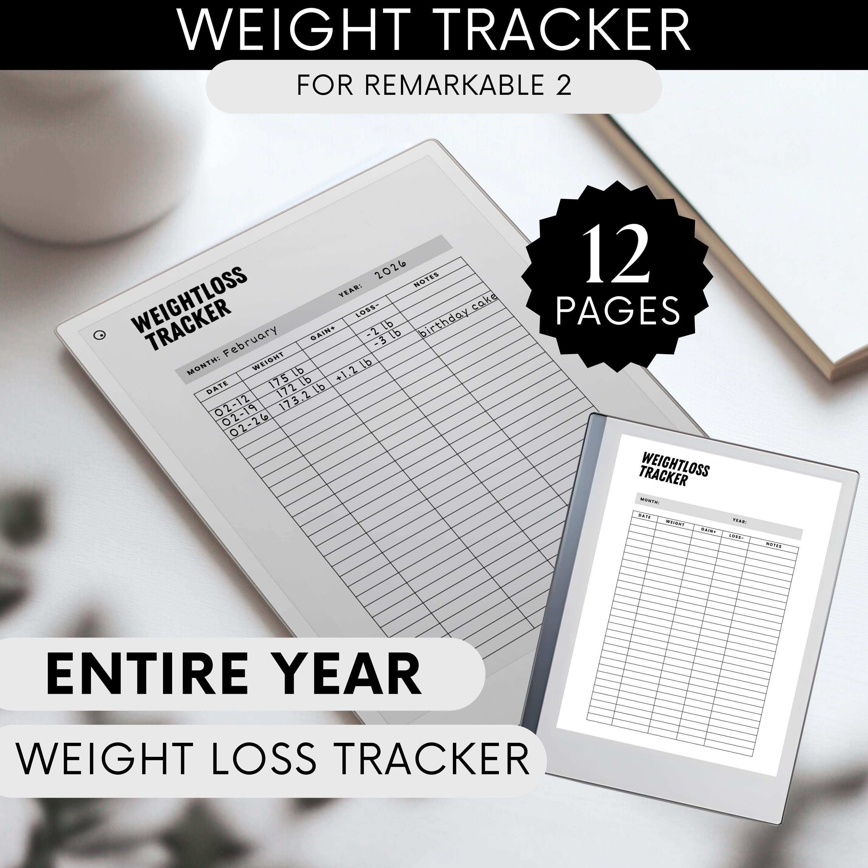 Weight Loss Tracker Remarkable 2 Templates | Minimalistic Remarkable ...