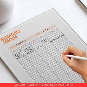 Weight Loss Tracker for Remarkable Paper Pro | Colored Remarkable ...