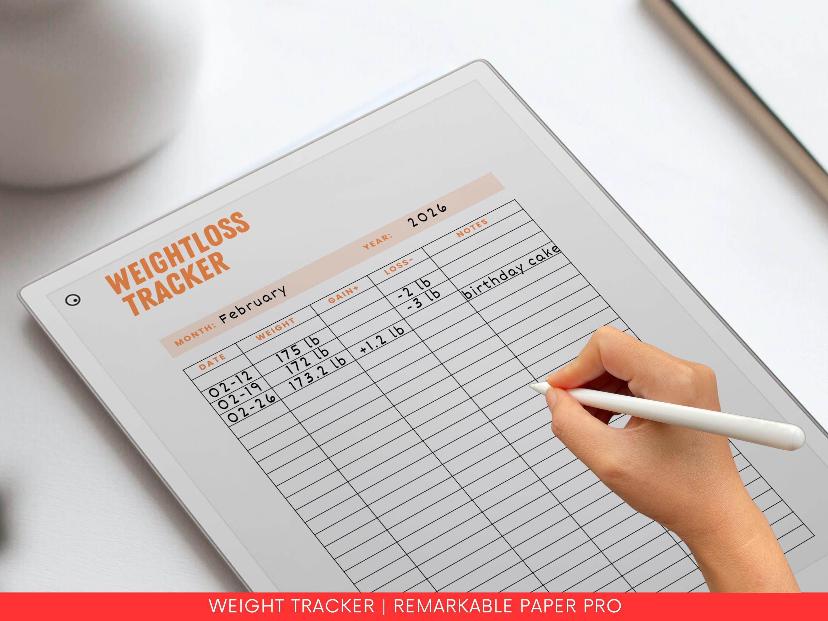 Weight Loss Tracker for Remarkable Paper Pro | Colored Remarkable ...