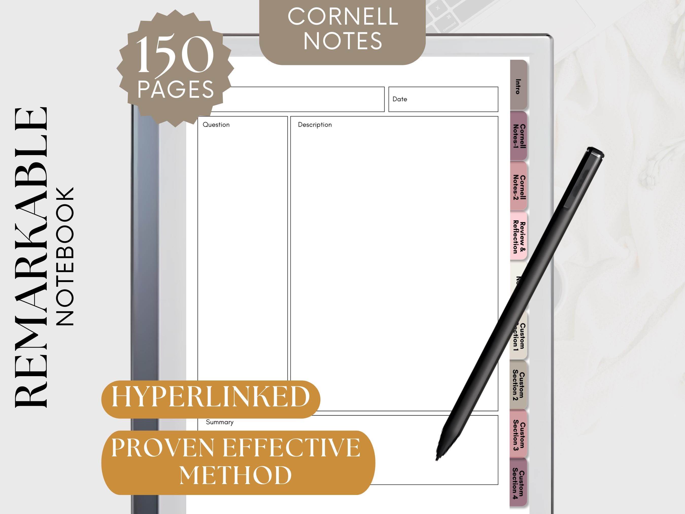 For Remarkable Paper Pro Templates Cornell Notes | Beige Minimalist ...