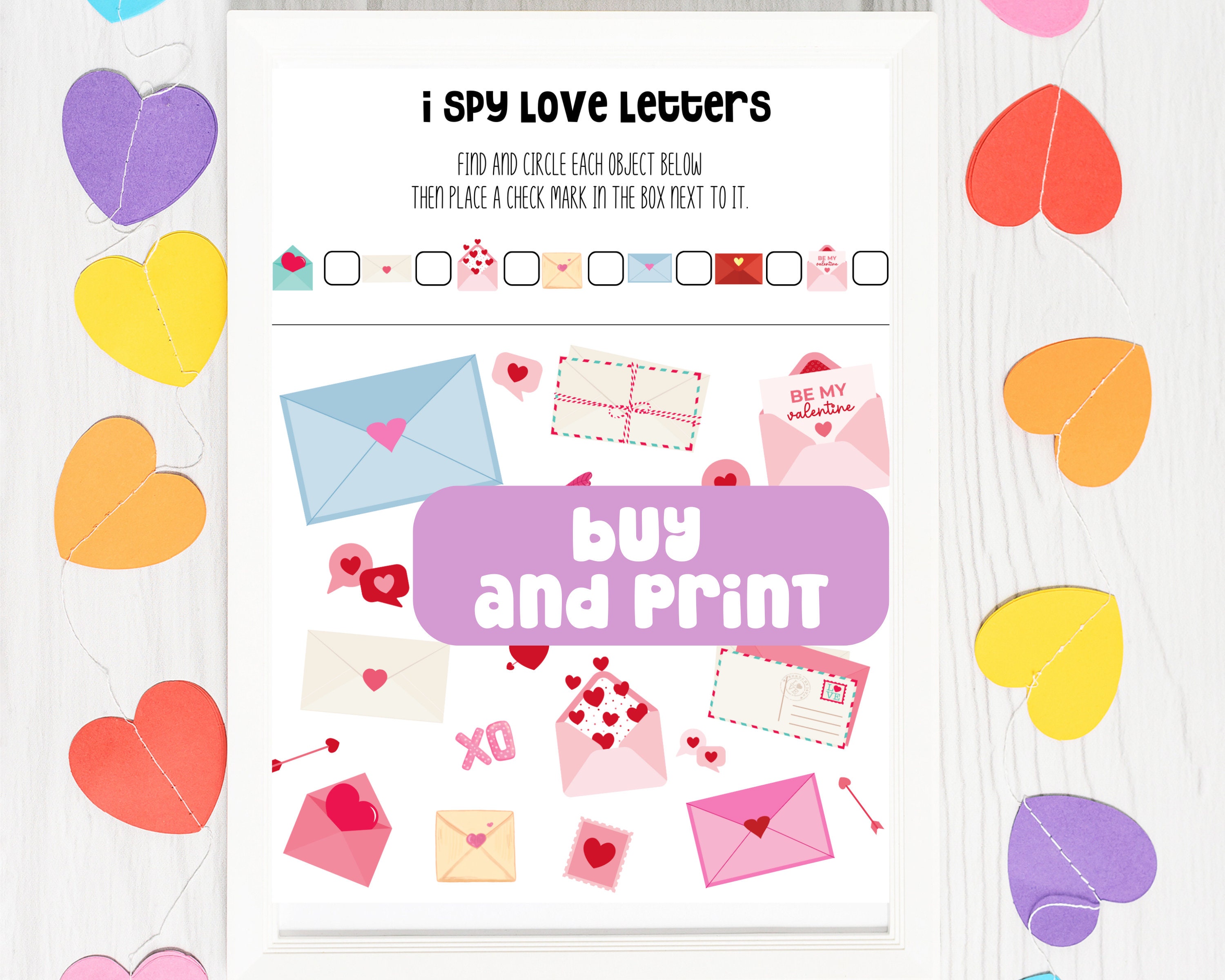 I Spy Valentine's Day Packet for Kids - Etsy