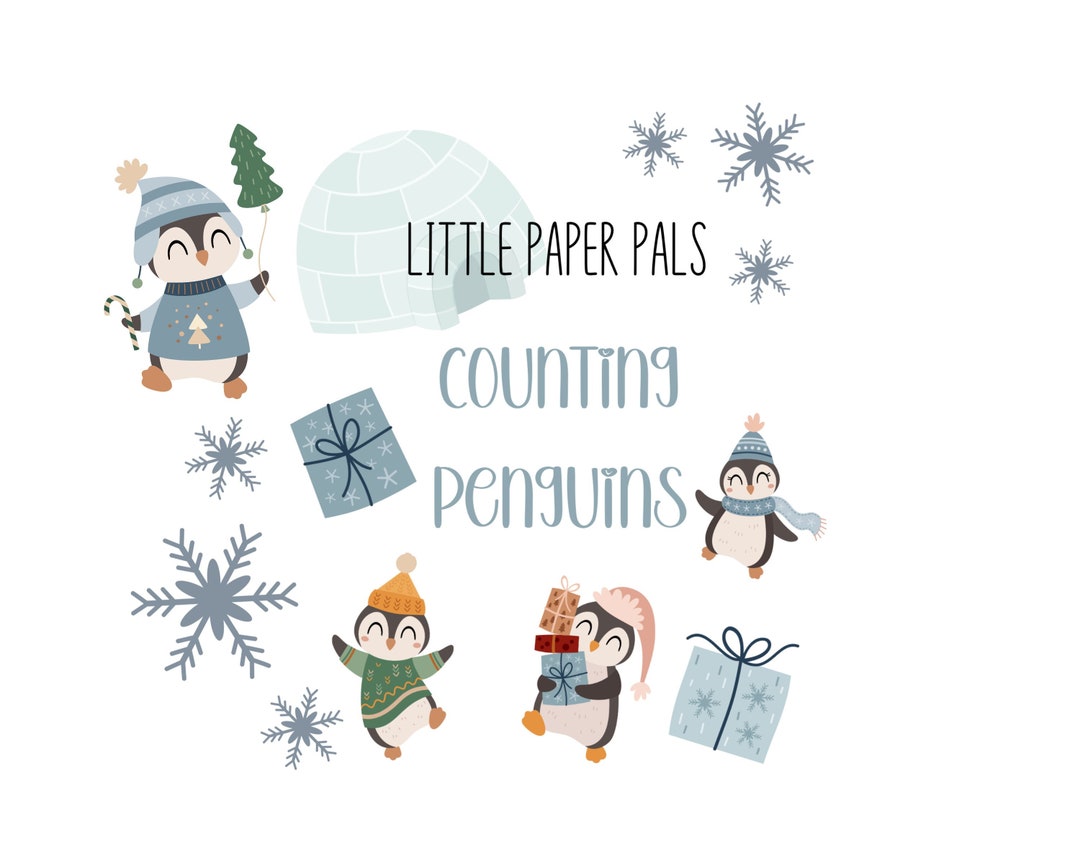 Counting Penguins Christmas Activity for Kids - Etsy