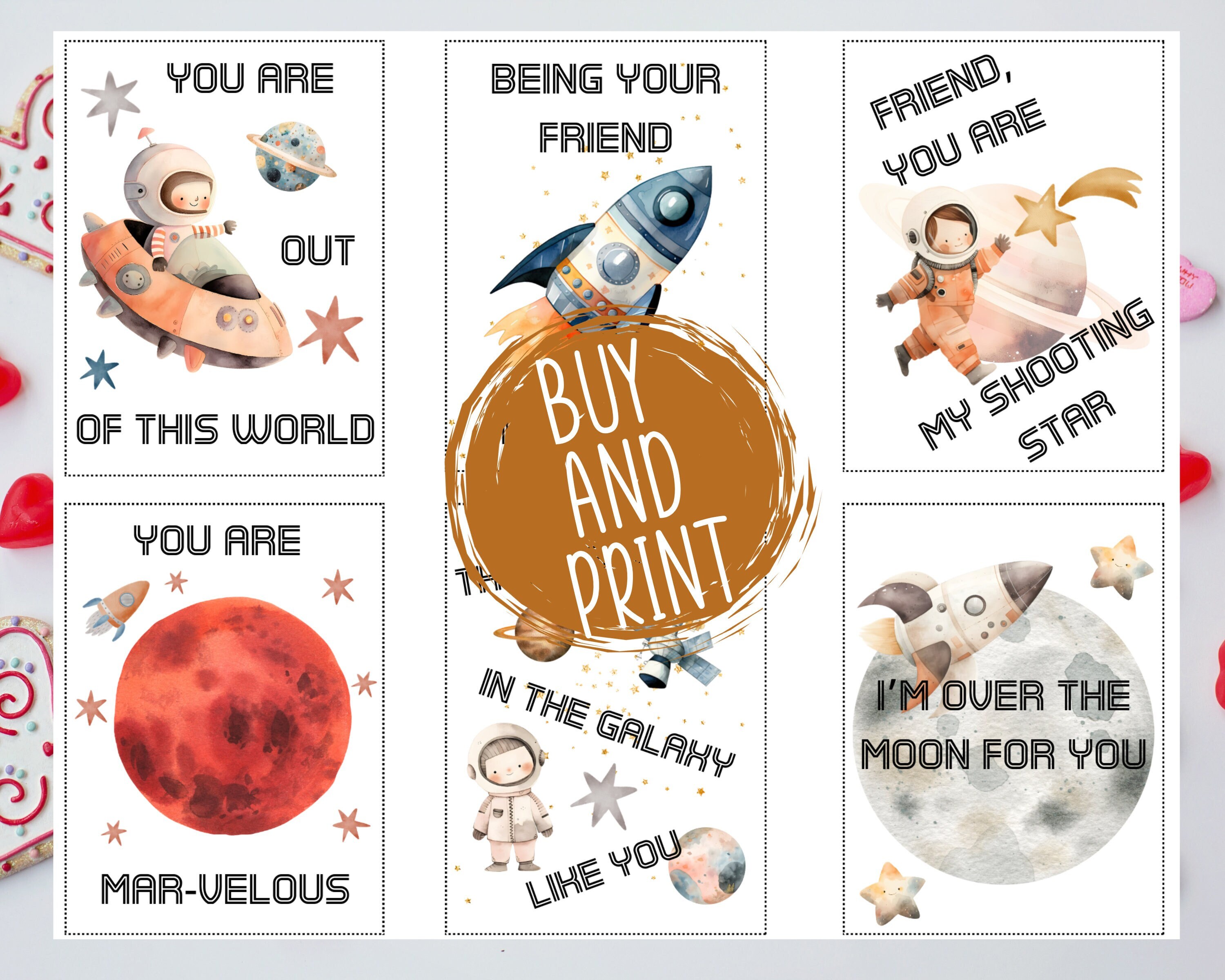 Printable Space Valentine's Day Cards for Kids - Etsy