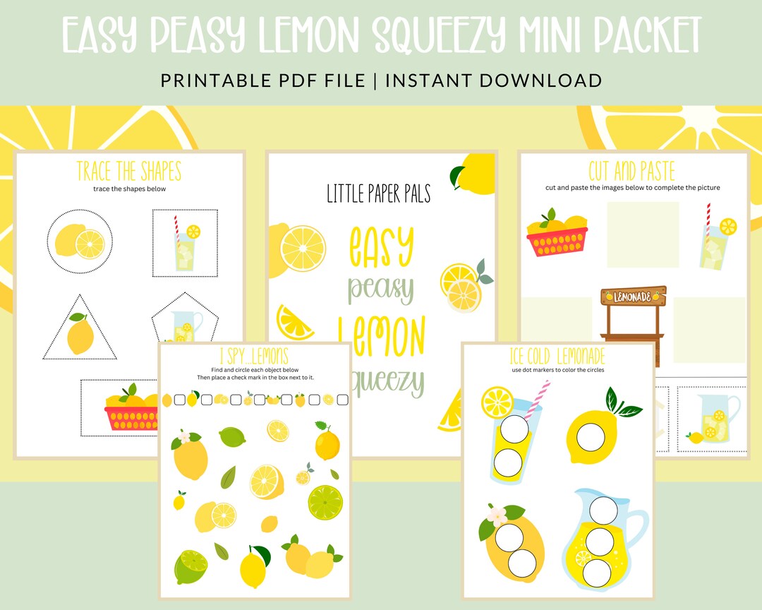 Lemons Activity Mini Packet - Toddler, Preschool Spring Printable ...
