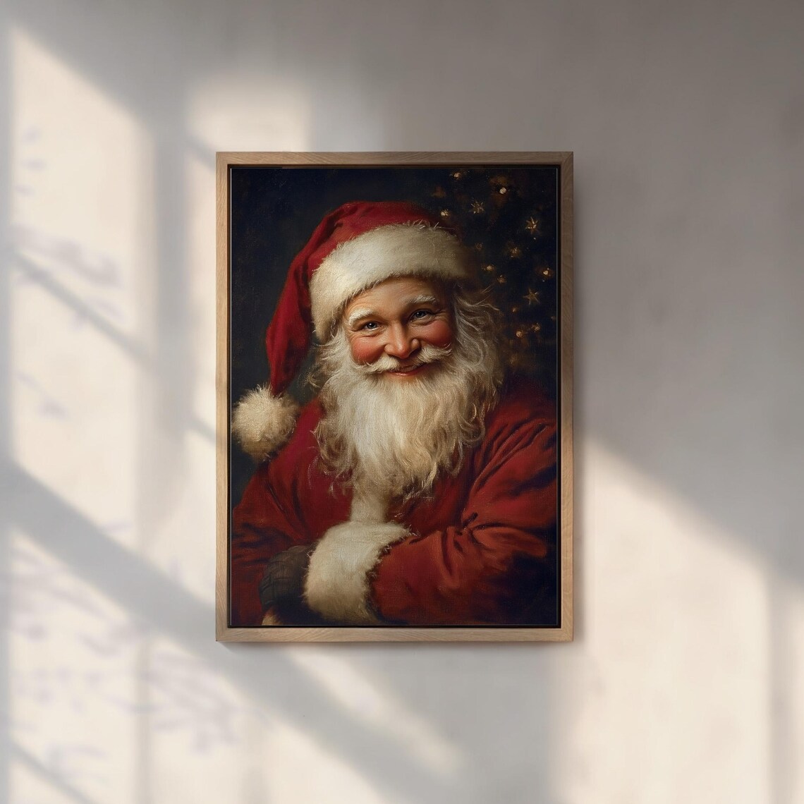 Retro Santa Printable Wall Art Christmas Painting, Vintage Santa Print ...