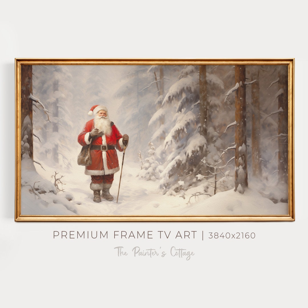 Samsung Frame Tv Art Christmas Santa, Santa in the Forest, Santa Claus ...
