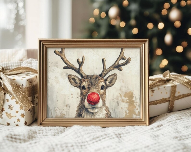 Rudolph the Red Nosed Reindeer Printable Wall Art, Cute Christmas Print ...