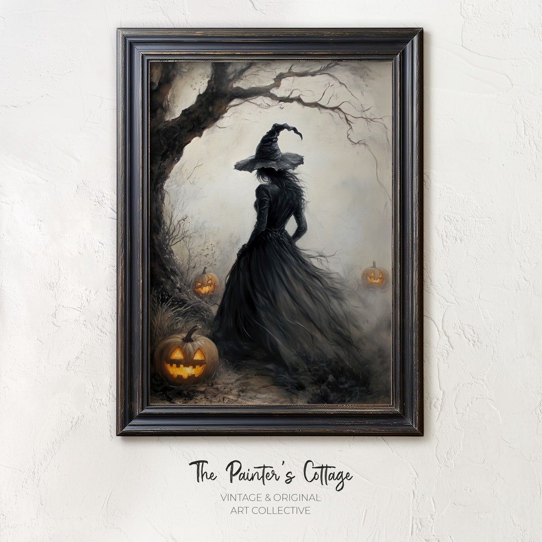 Witch Painting, Dark Halloween Poster, Halloween Digital Prints, Witch ...