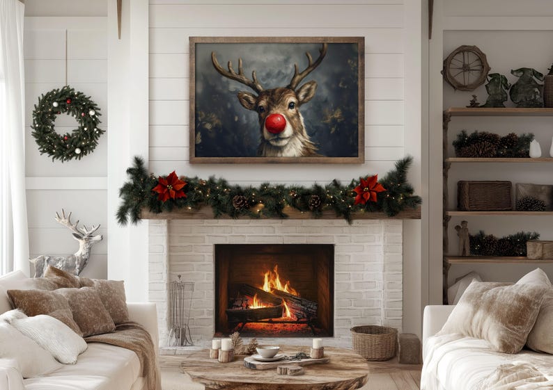 Rudolph the Red Nosed Reindeer Printable Wall Art, Cute Christmas Print ...