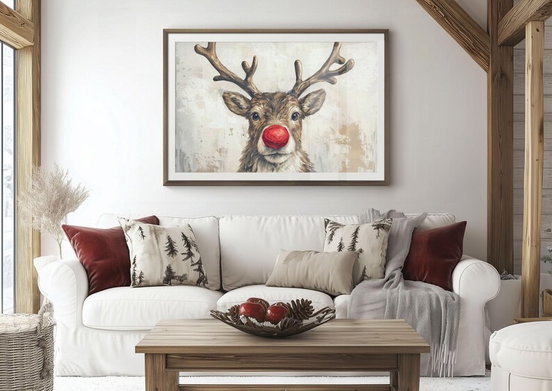 Rudolph the Red Nosed Reindeer Printable Wall Art, Cute Christmas Print ...