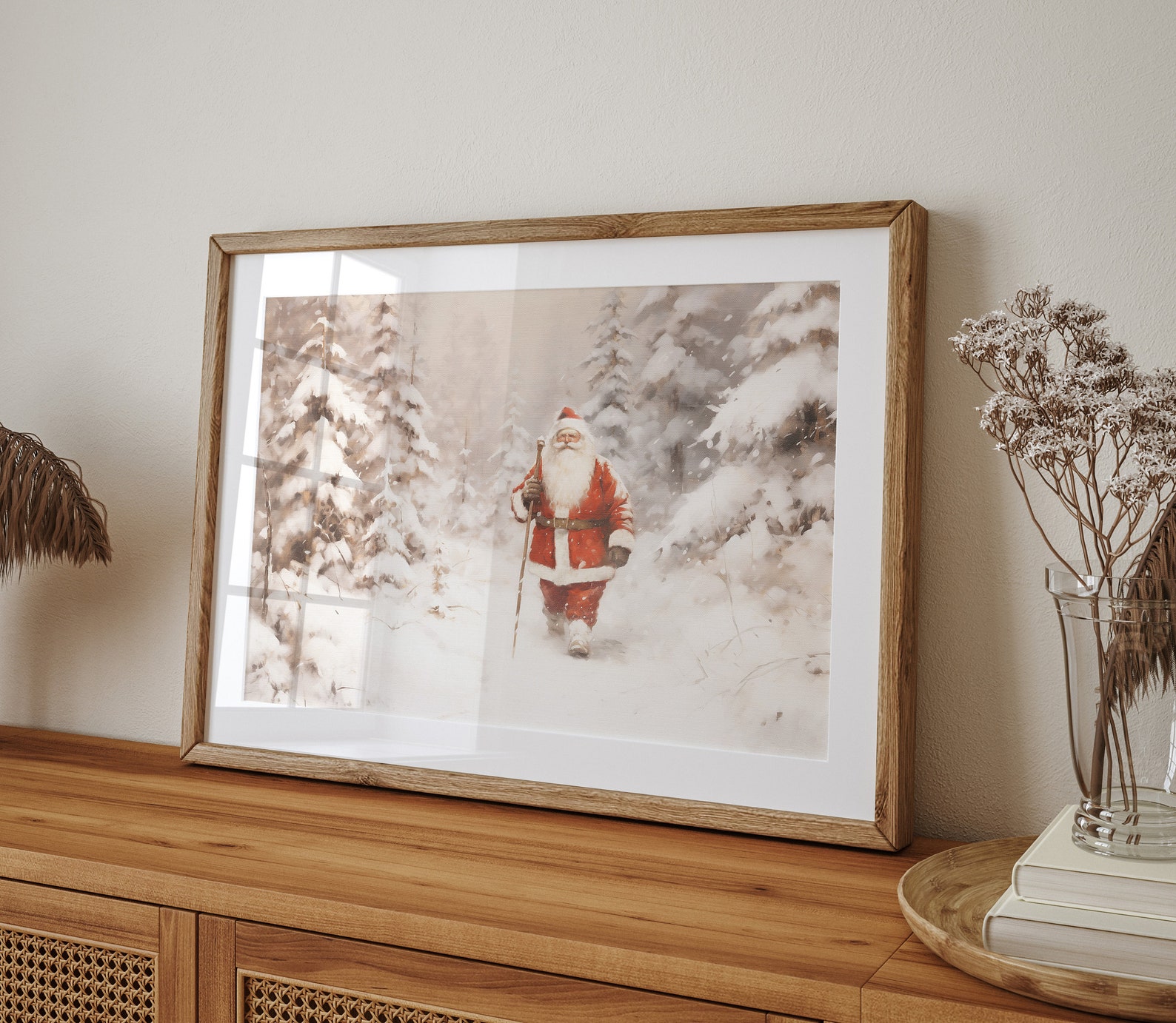 Santa Clause Winter Forest Print, Rustic Christmas Santa Claus ...