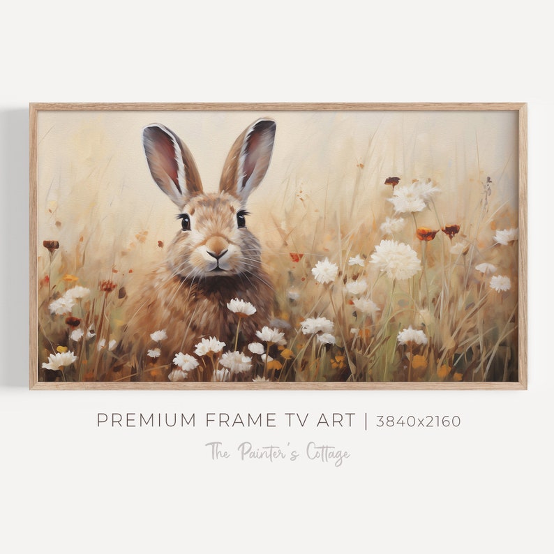 Bunny Wildflower, Vintage Easter Tv Frame Art, Easter Bunny Tv Art ...