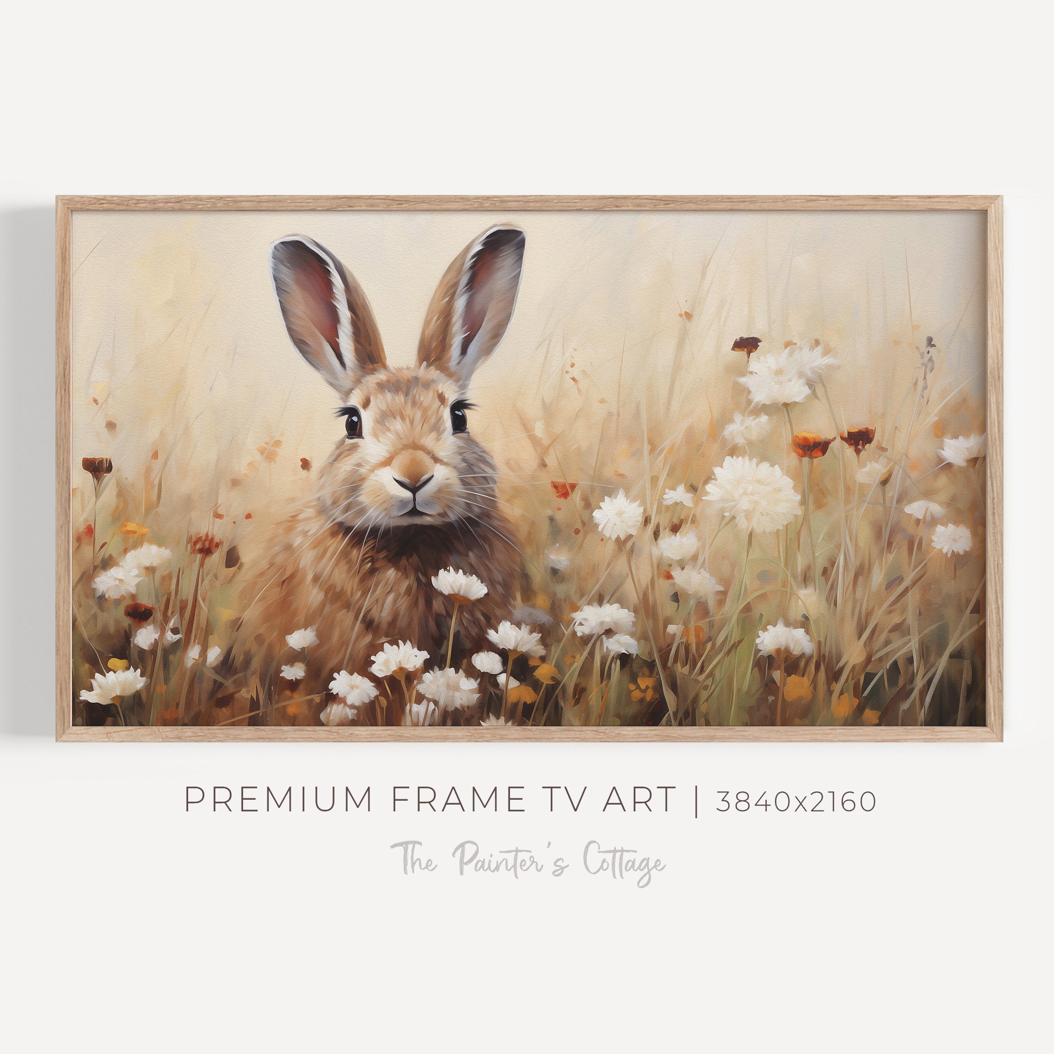 Bunny Wildflower, Vintage Easter Tv Frame Art, Easter Bunny Tv Art ...