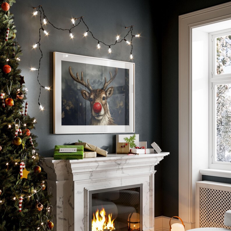 Rudolph the Red Nosed Reindeer Printable Wall Art, Cute Christmas Print ...