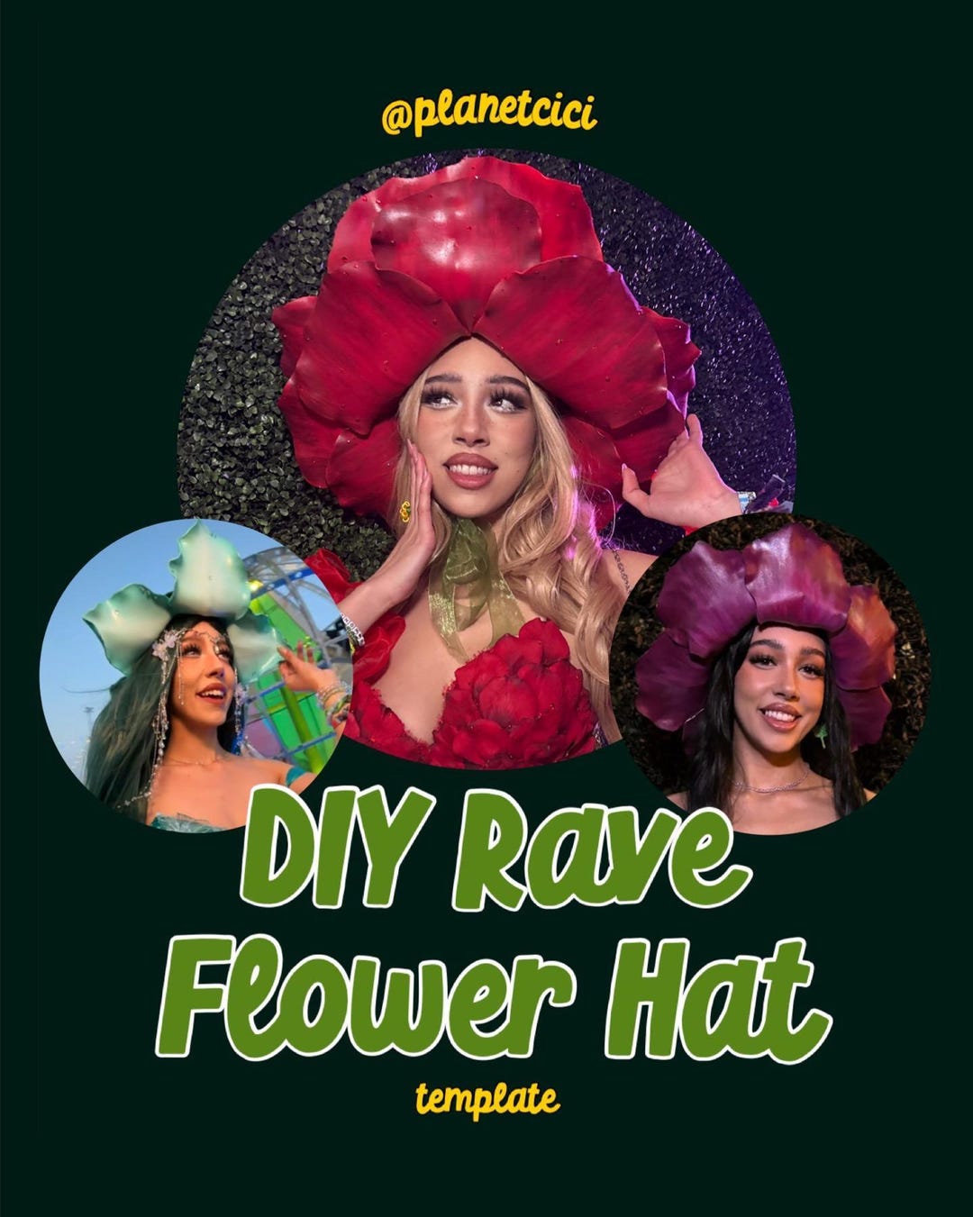 DIY Rave Flower Hat Template | Festival Costume | Cosplay & Raves - Etsy