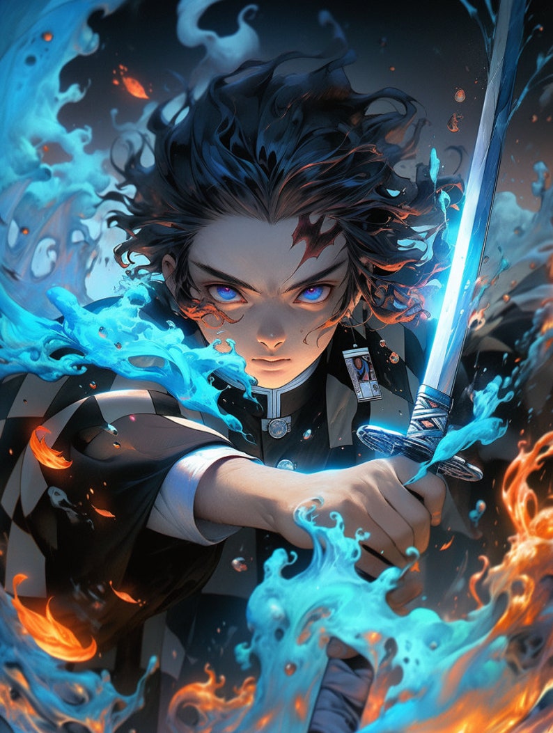 Tanjiro With Sword Digital Poster - Etsy