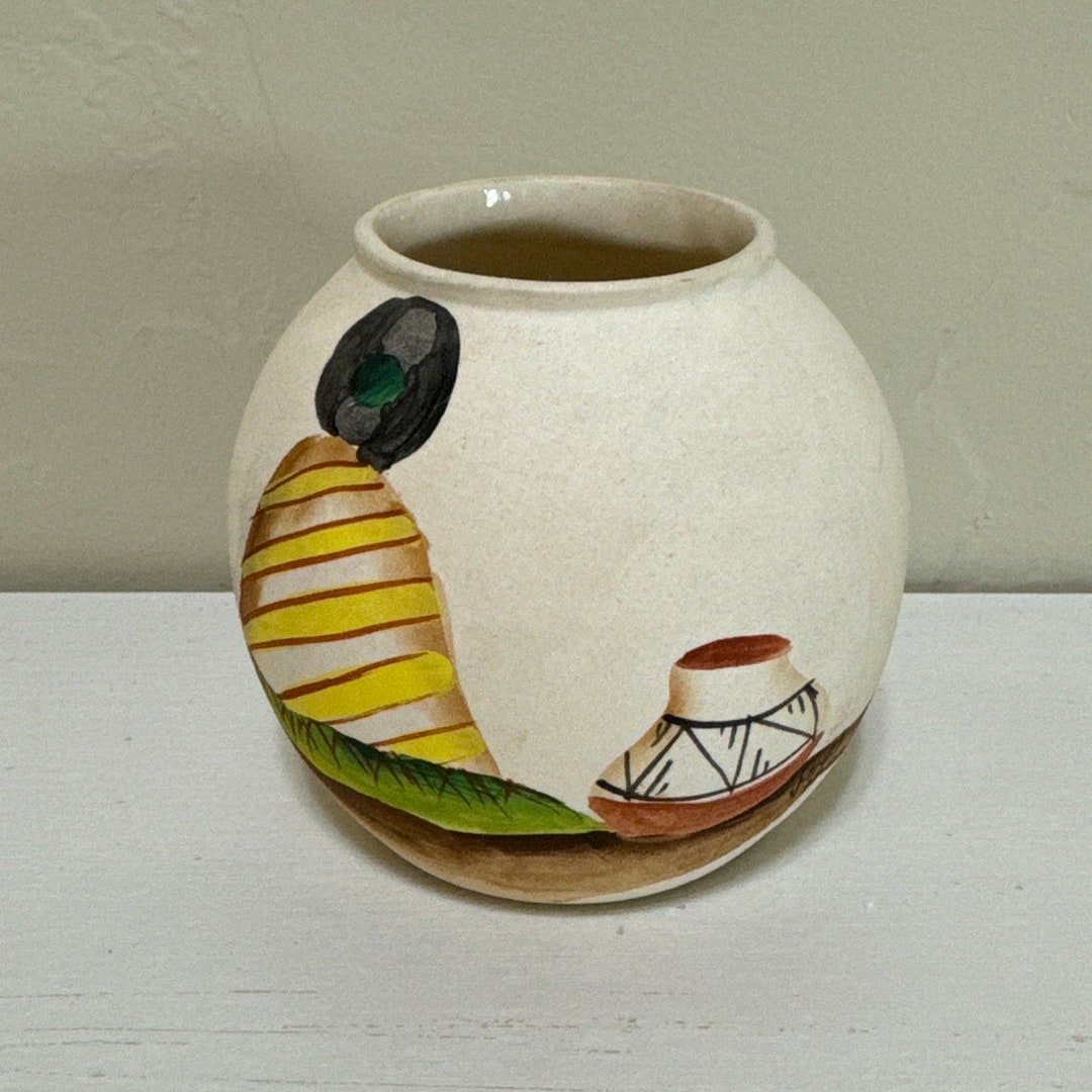 Vintage JANET HAEFNER Pottery 3 Southwest Bowl Pot Vase Hand Painted ...