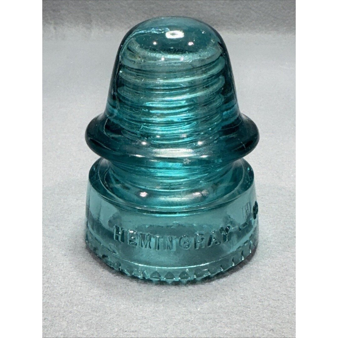 Vintage Hemingray 19 Aqua Teal Blue Glass Threaded Insulator Made in ...