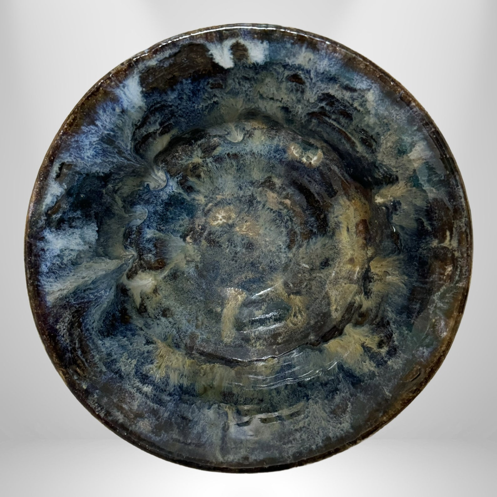 Studio Art Pottery Blue Brown Drip Glaze Bowl Stoneware Handcrafted - Etsy