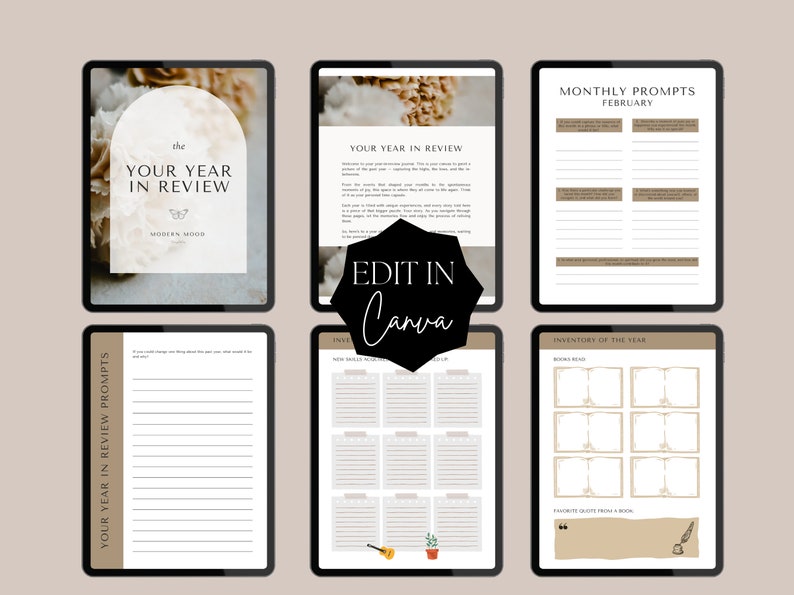 Year in Review Printable, Reflection Journal, New Years Goals Template ...