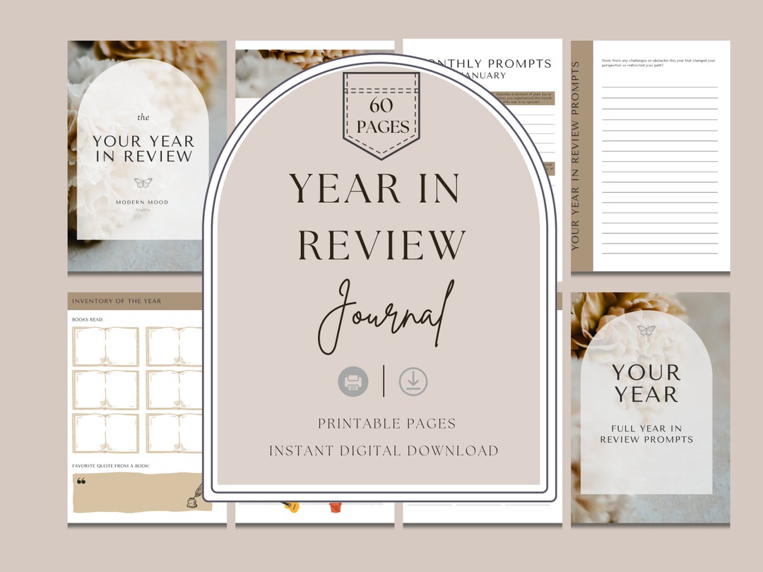 Year in Review Printable, Reflection Journal, New Years Goals Template ...