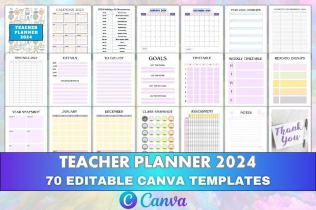 Editable Teacher Planner 2024 Digital Download - Etsy