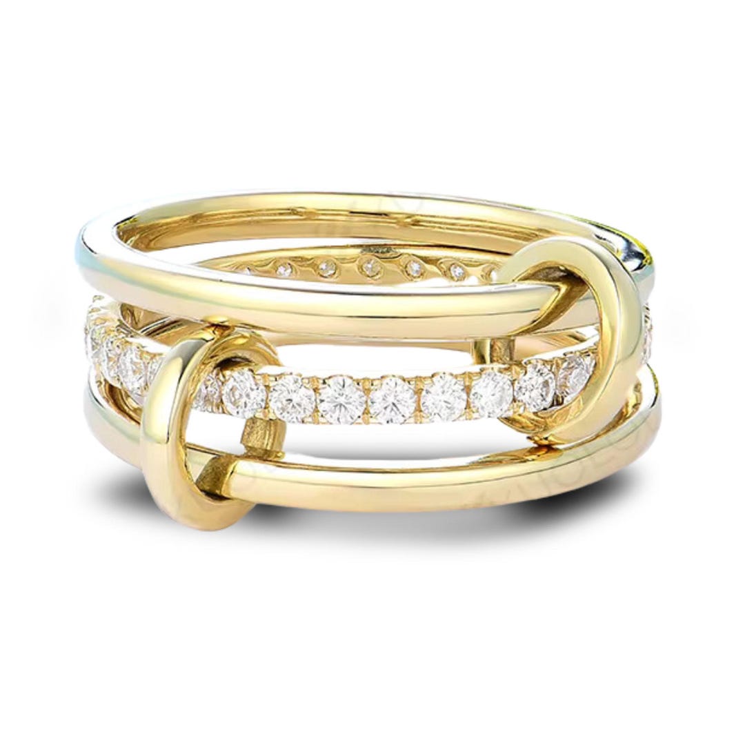 14K Gold Filled, Yellow Gold 3 Rings Connected Band, Chunky Band Ring ...