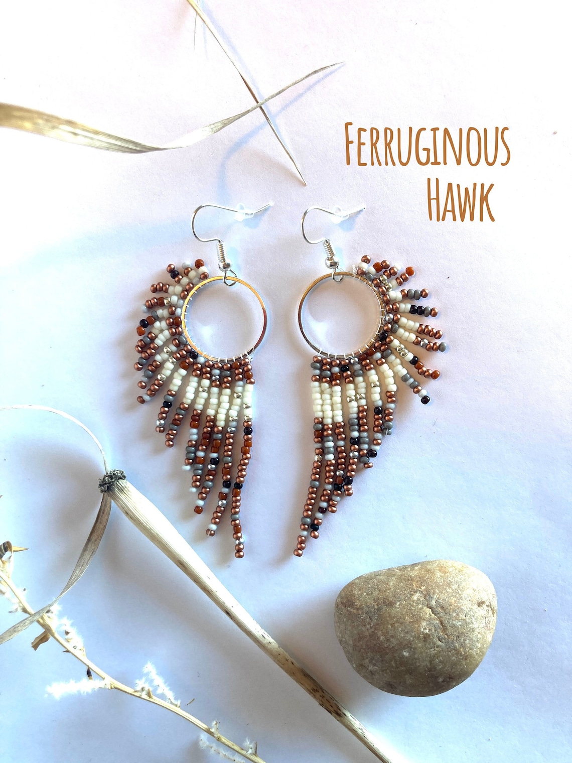 Ferruginous Hawk - Medium, Dangle Glass Bead Earrings - Etsy