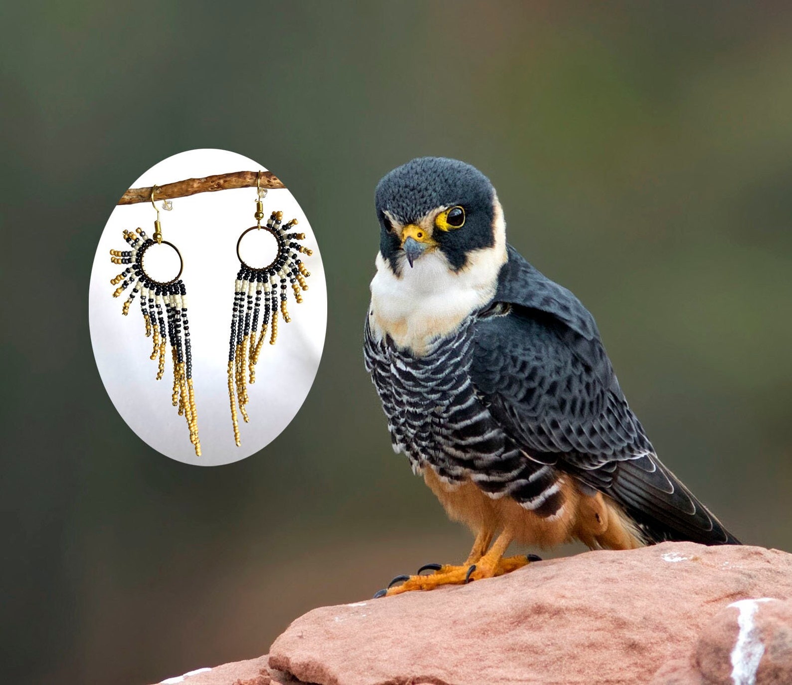 Bat Falcon- Small, Dangle Glass Bead Earrings - Etsy