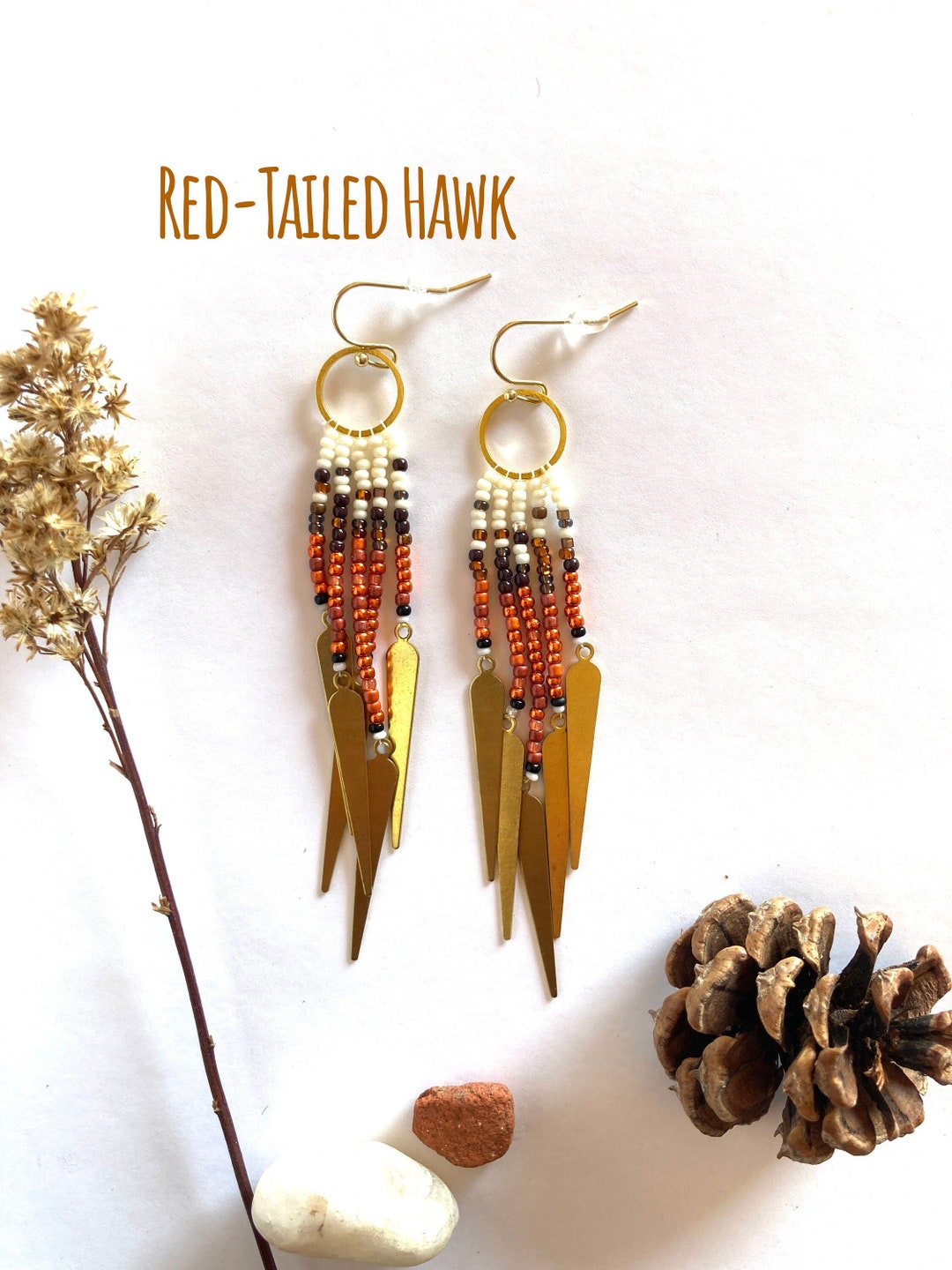 Red-tailed Hawk- Extra Small, Dangle Glass Bead Earrings - Etsy