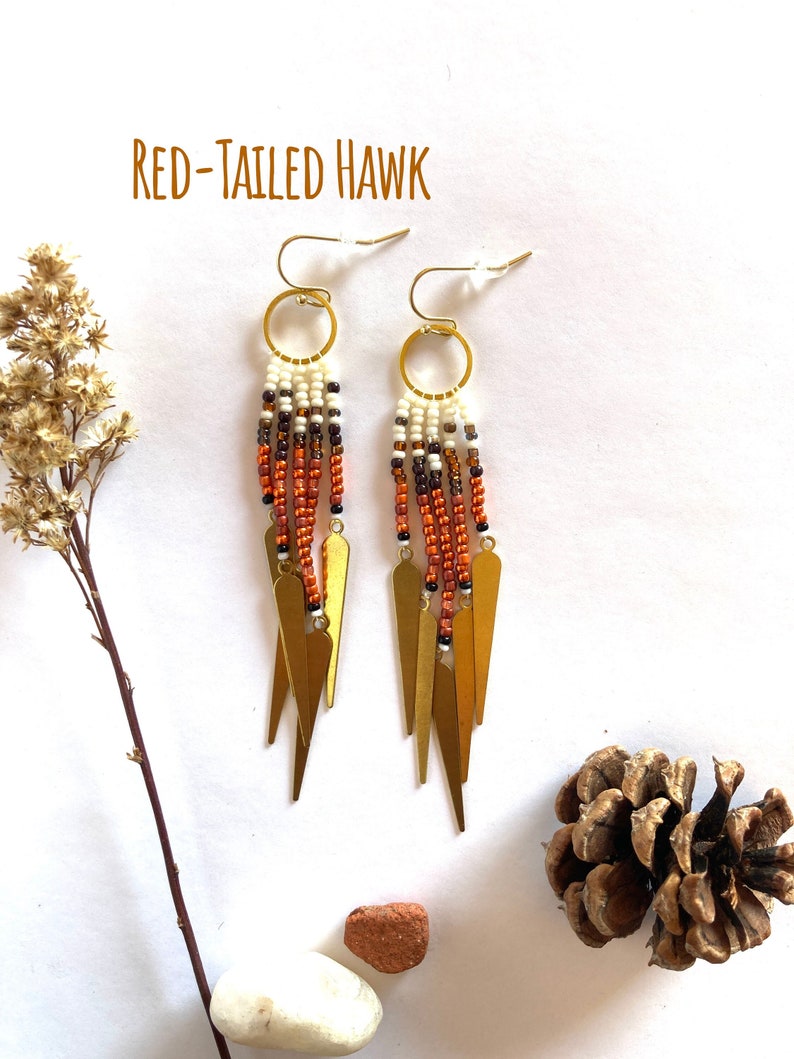 Red-tailed Hawk- Extra Small, Dangle Glass Bead Earrings - Etsy