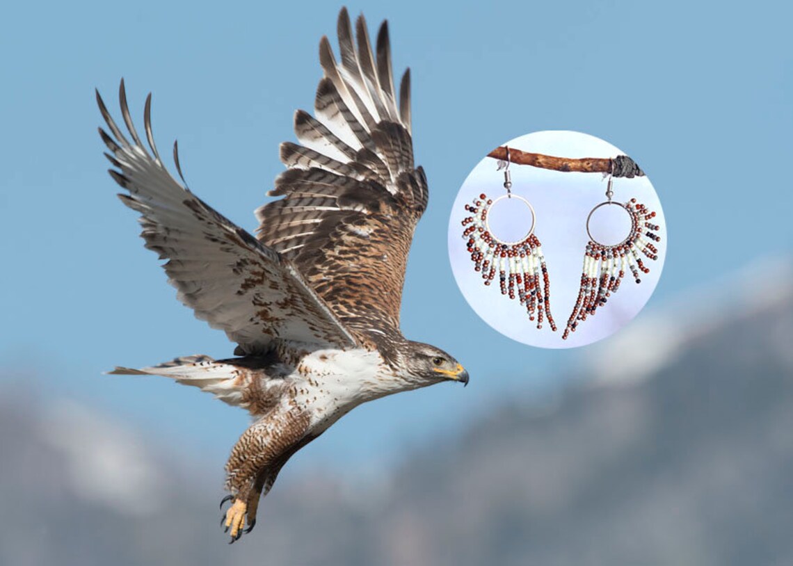 Ferruginous Hawk - Medium, Dangle Glass Bead Earrings - Etsy