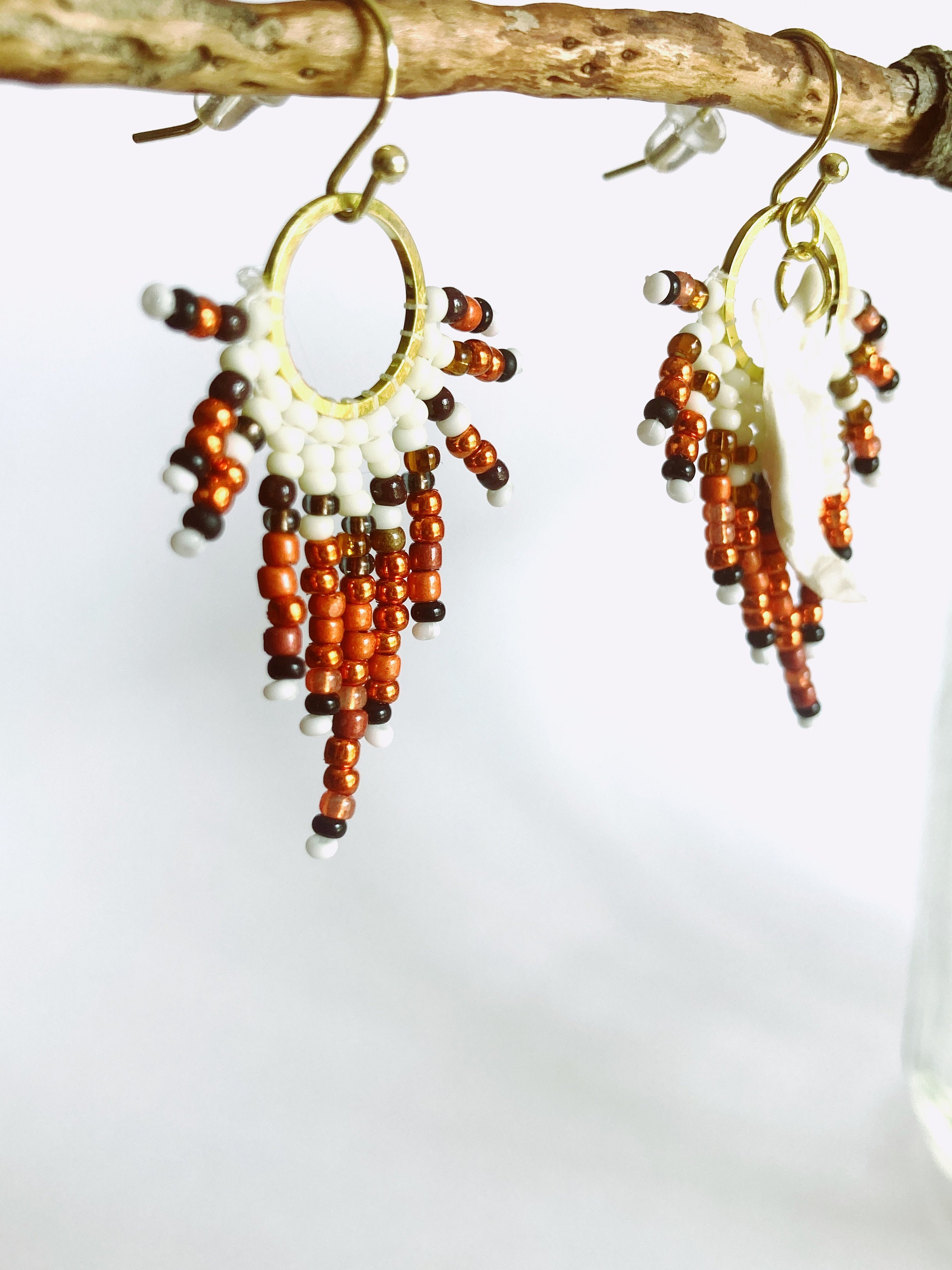 Red-tailed Hawk With Real Bone- Extra Small, Dangle Glass Bead Earrings ...