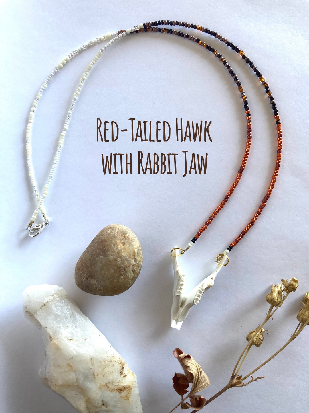 Red-tailed Hawk With Real Bone 24 Glass Bead Necklace. - Etsy