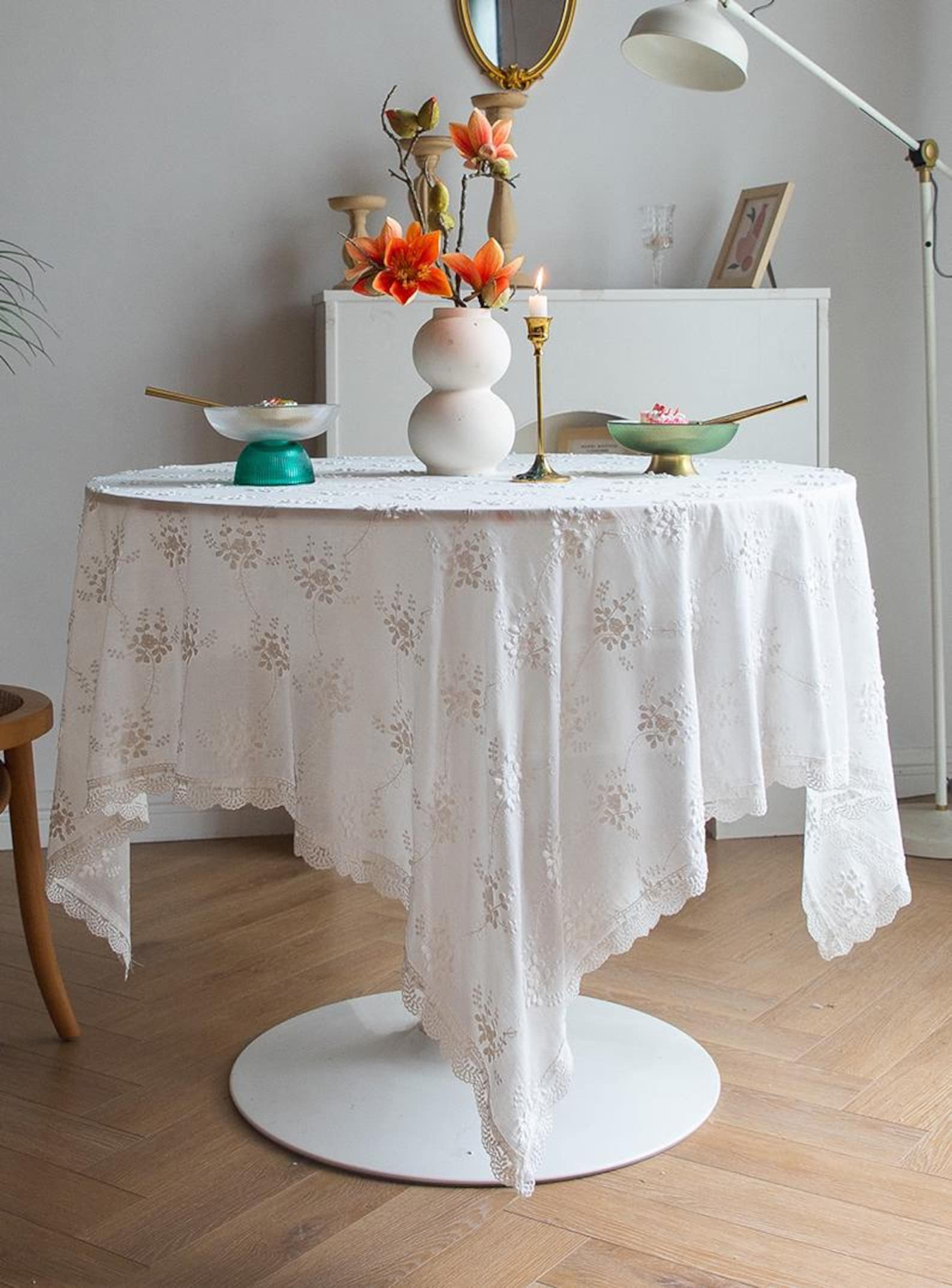 White Lace Tablecloth,lace Embroidery Tablecloth,round Tablecloth ...