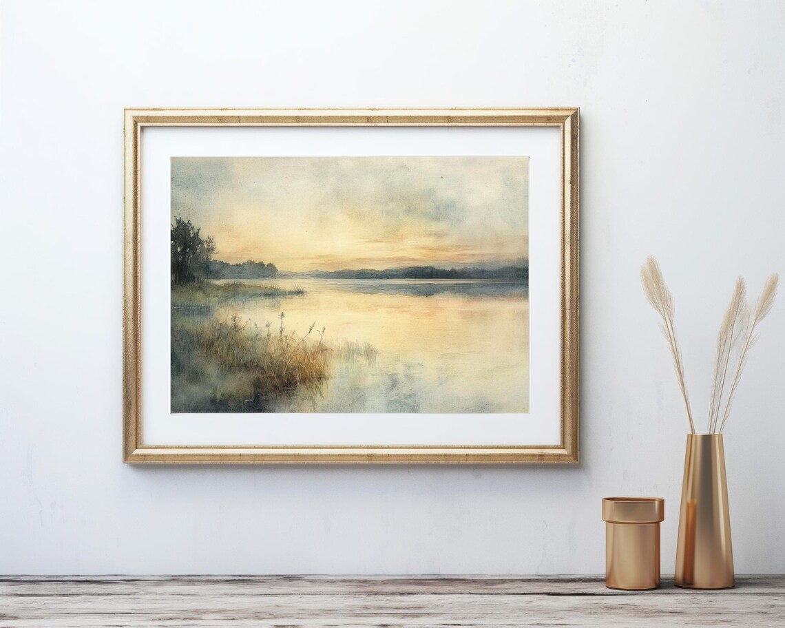Watercolor Landscape Painting - Soft Muted Nature Digital Download ...