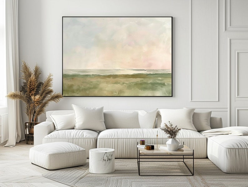 Large Landscape Painting, Neutral Landscape, Large Wall Art, Printable ...