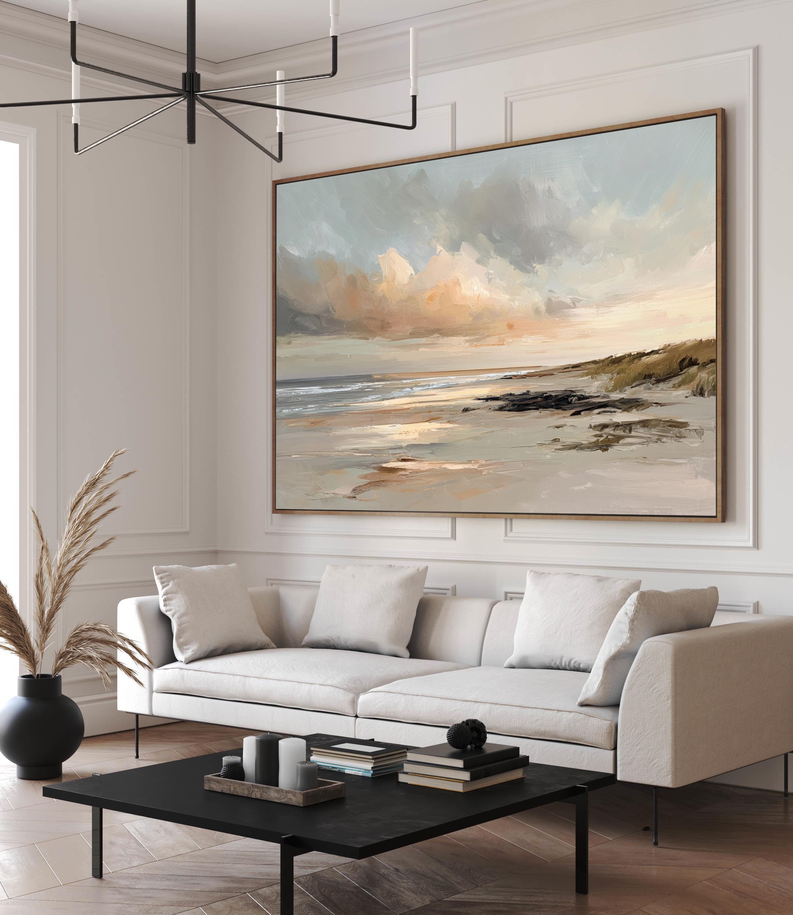 Abstract Coastal Sunset Print | Calm Neutral Tones Beach Wall Art ...