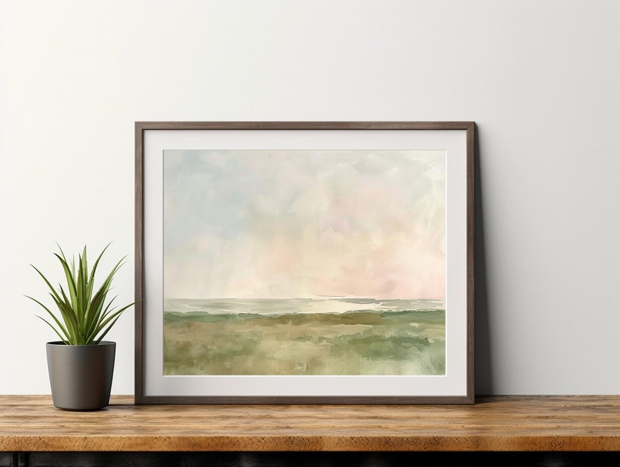 Large Landscape Painting, Neutral Landscape, Large Wall Art, Printable ...