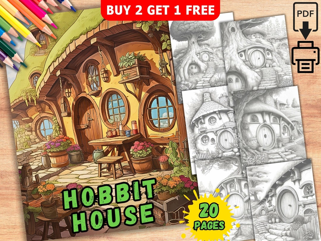 20 Hobbit House Coloring Pages Printable Houses Coloring - Etsy