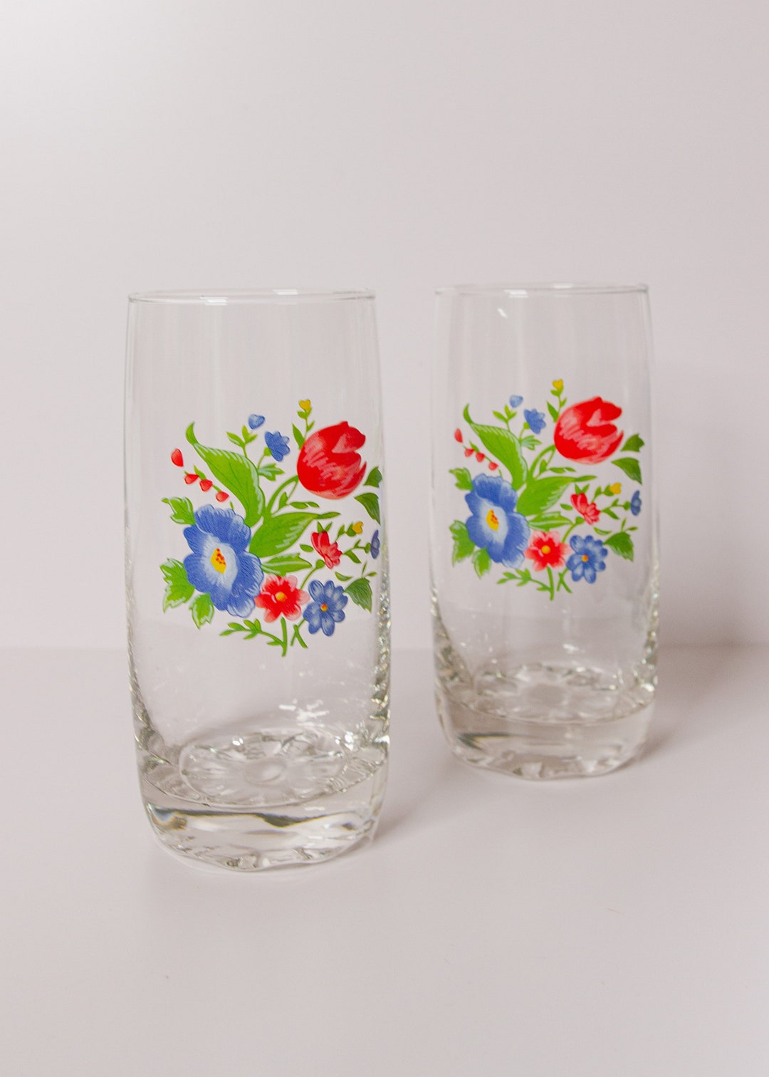 Vintage Floral Tulip Glassware - Set of 2 - Etsy