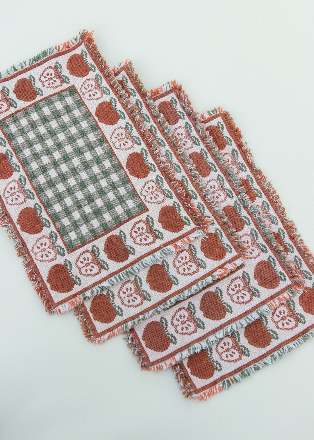 Vintage 90S Checkered Cottagecore Apple Table Placemats Set of 4 - Etsy