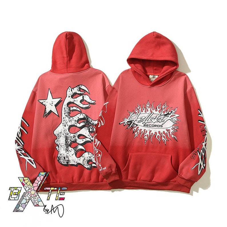 Hellstar Records Red Fire Face Hoodie High Quality Y2K Design - Etsy