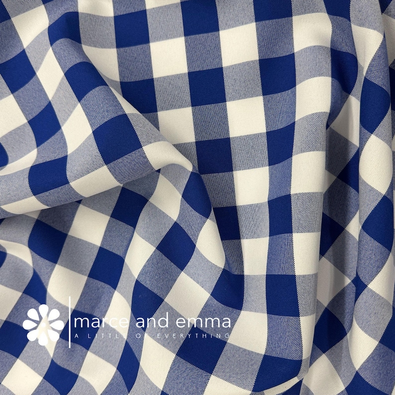 Royal Blue Farmhouse Gingham Tablecloth Wide Width Picnic Blanket ...